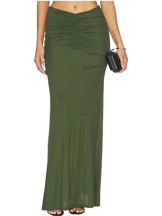 Alice + Olivia Shannon Ruched Hip Maxi Skirt - Black