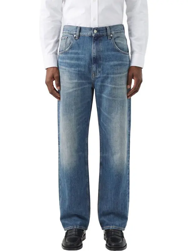 SUNFLOWER Mid-rise Straight Jeans In Cotton Denim With Five Pockets - Blue
