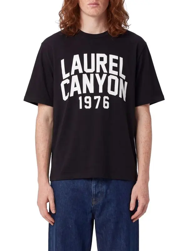 Amiri Logo Print Cotton T-shirt With Dropped Shoulders - Black