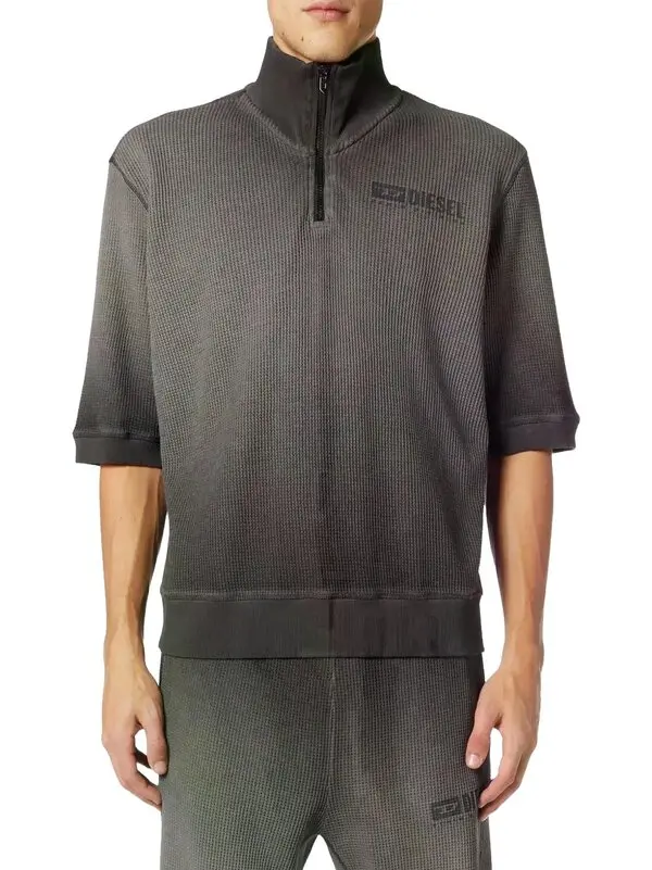 DIESEL® Waffle-knit Half-zip Sweatshirt - Grey