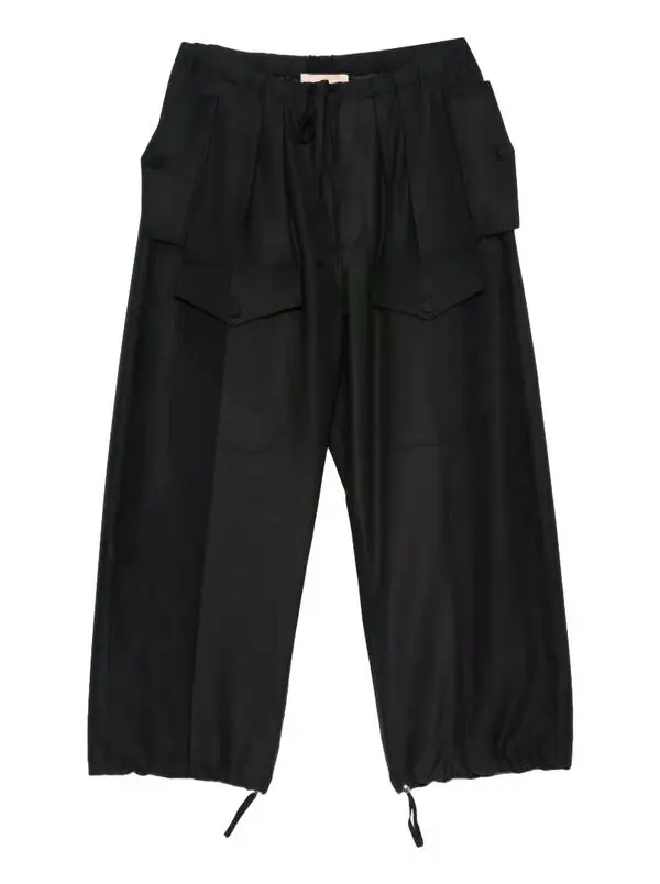 Plan C Drawstring-waist Cargo Pants - Blue