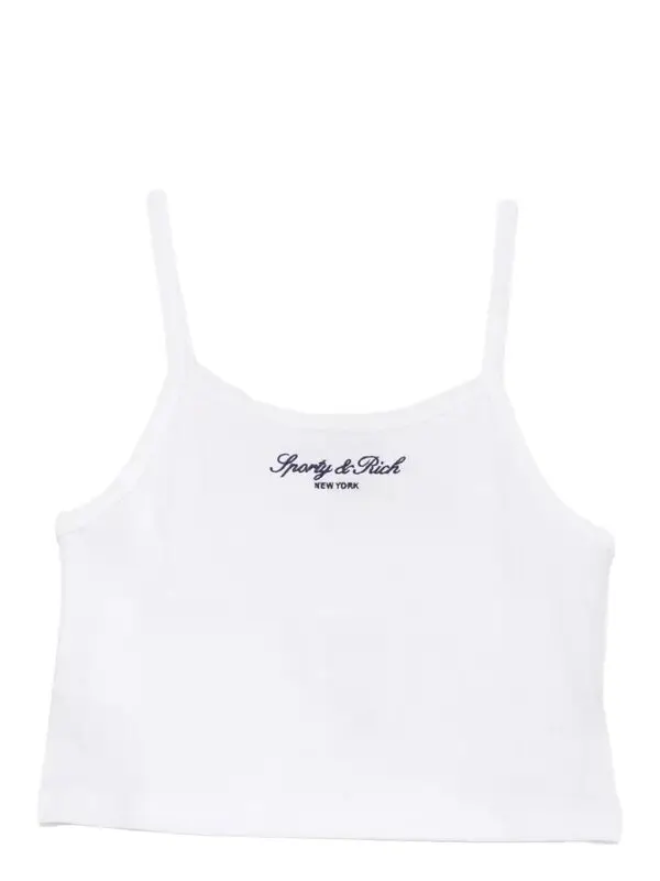 Sporty & Rich Paola Logo-embroidered Crop Top - White