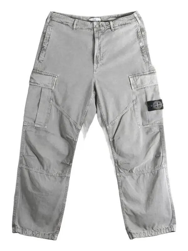Stone Island 3100038 Mineral-dyed-panama Cotton Loose-fit Cargo Pants With Drawstring Cuffs - Grey