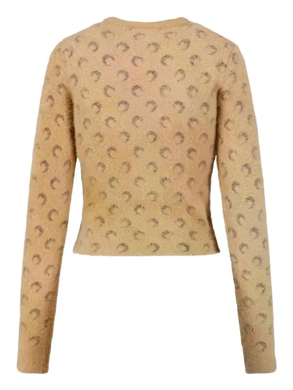 MARINE SERRE Fluffy Moon Jacquard Knit Crew-neck Sweater - Neutrals