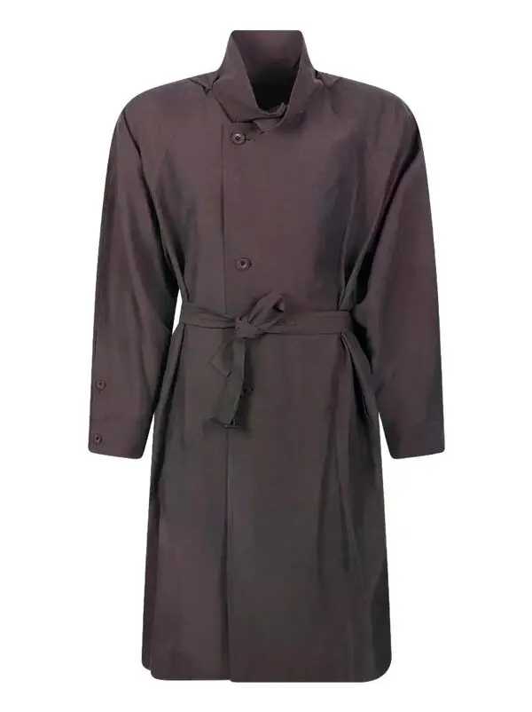 Issey Miyake Belted Hooded Coat - Brown