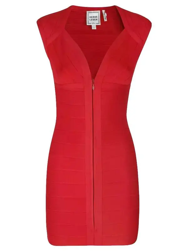 Herve Leger Bandage Zip-front Dress - Red