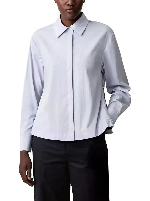 Sisley Side-zip Pleated-back Shirt - Blue