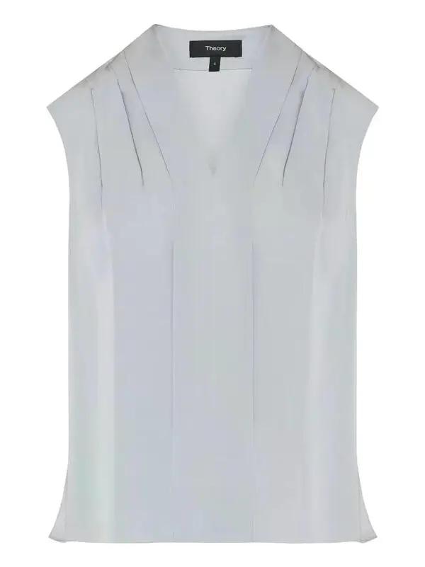 Theory Pleated V-neck Top - Luna