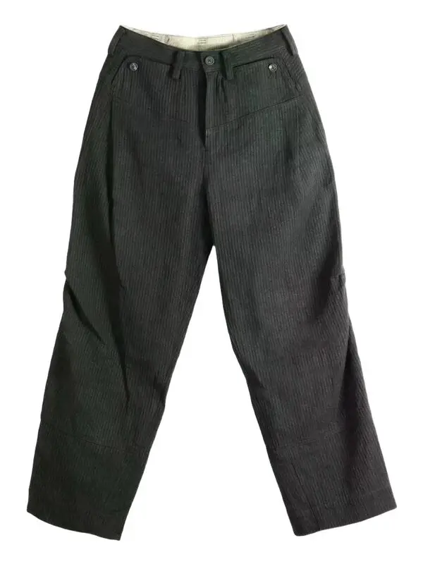 ZIGGY CHEN Pinstriped Wide-leg Trousers - Grey