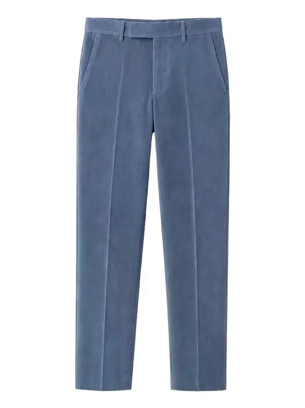 Zegna Corduroy-effect Pressed-crease Trousers - Blue