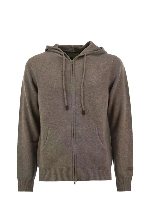 MC2 SAINT BARTH Beige Notting Lambswool Hooded Knit With Full Zip - Neutrals