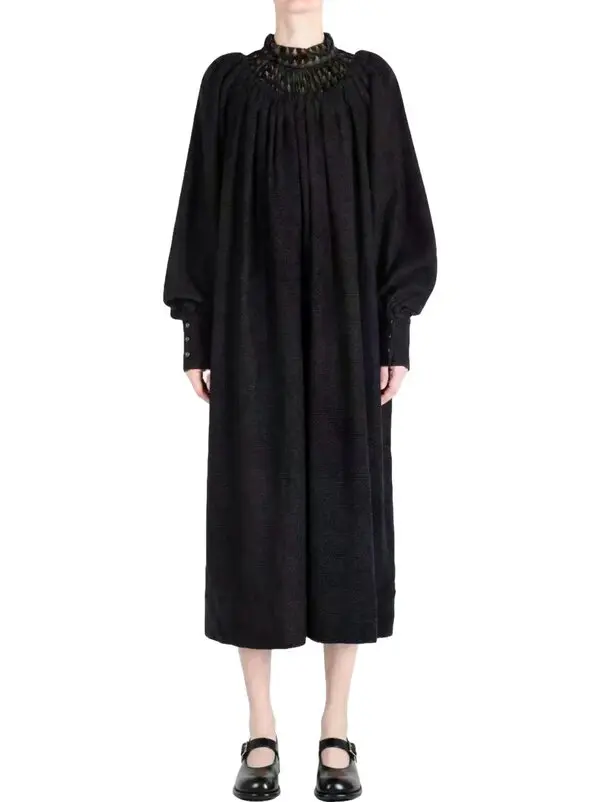 COMMUNS Gathered Midi Dress - Black