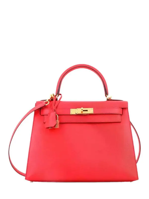 Hermès Kelly Handbag Geranium Epsom With Gold Hardware 28 Satchel - Red