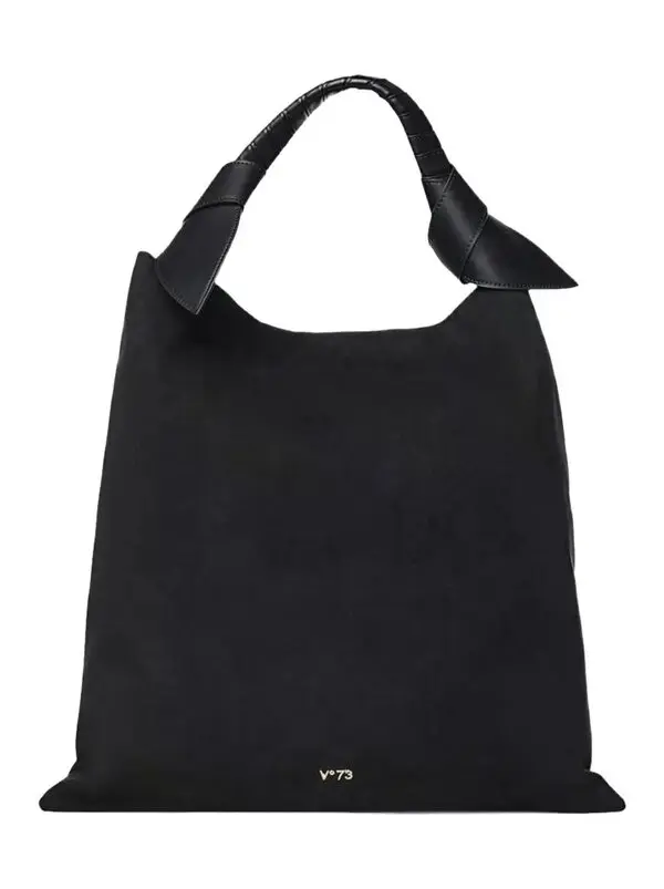 V°73 Suede-effect Knotted Shoulder Bag - Black