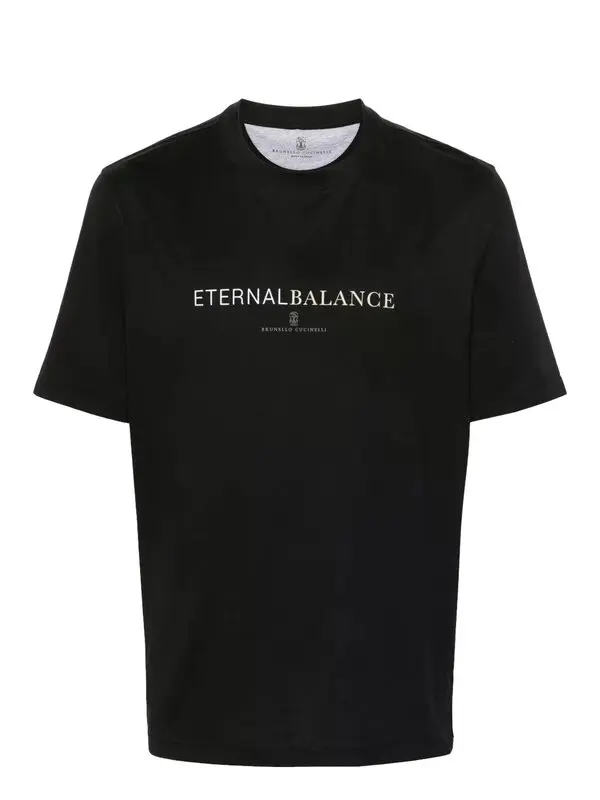 Brunello Cucinelli Text-print Cotton T-shirt - Black