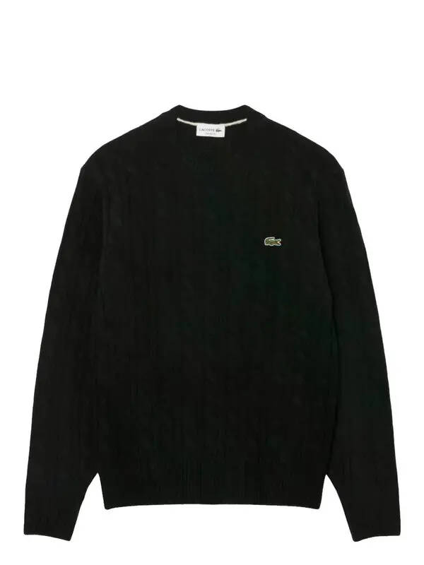 Lacoste Cable-knit Wool Crew-neck Sweater - Black