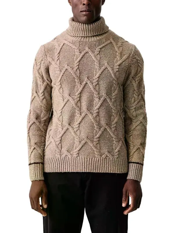 MOS MOSH Barnie Cable-knit Roll-neck Sweater - Neutrals