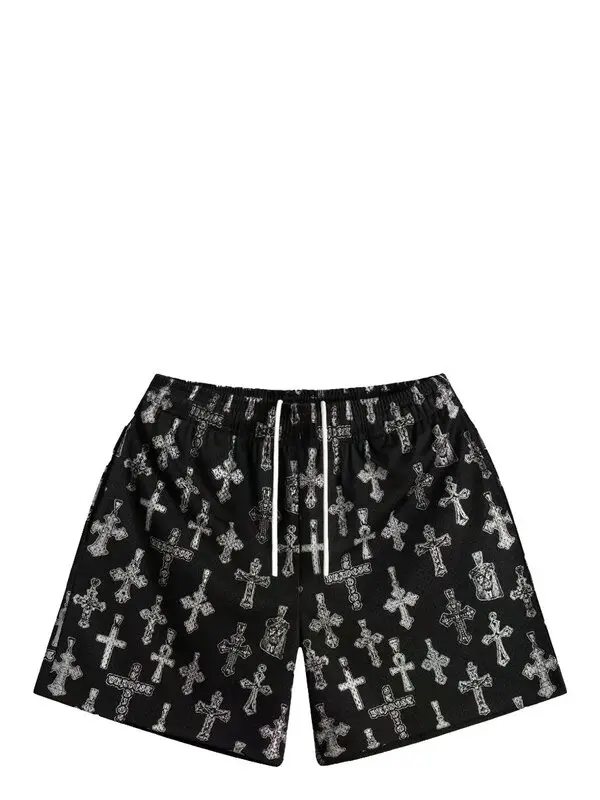 BRAVEST STUDIOS Saint Cross-printed Track Shorts - Black
