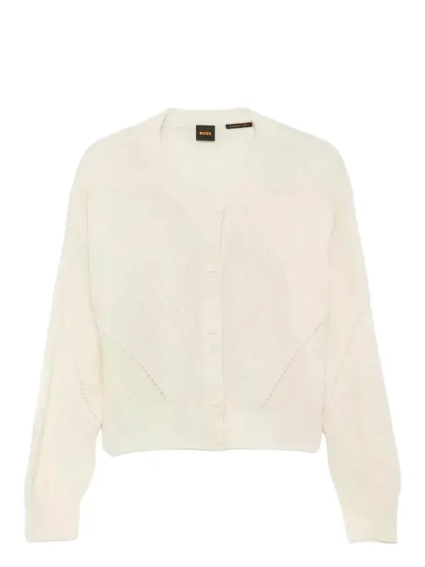 BOSS Pointelle-knit Cardigan - White