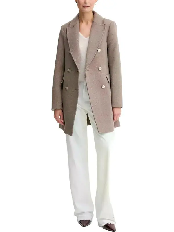 MORGAN Double-breasted Peak-lapel Coat - Neutrals