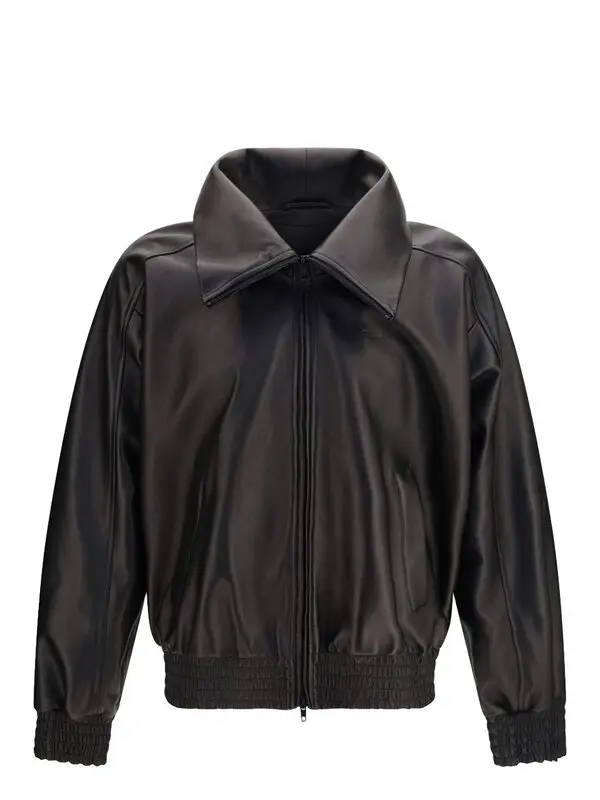 Balenciaga Sailor Collar Ovine Leather Jacket With Zip - Black