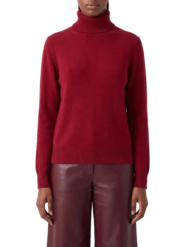 NOTSHY Pure Cashmere Turtleneck Sweater With Long Sleeves And Ribbed Trim - Red