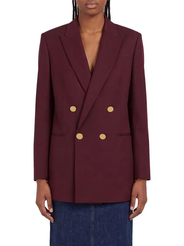 Alberta Ferretti Double-breasted Cropped Viscose Blazer With Peaked Lapels - Red