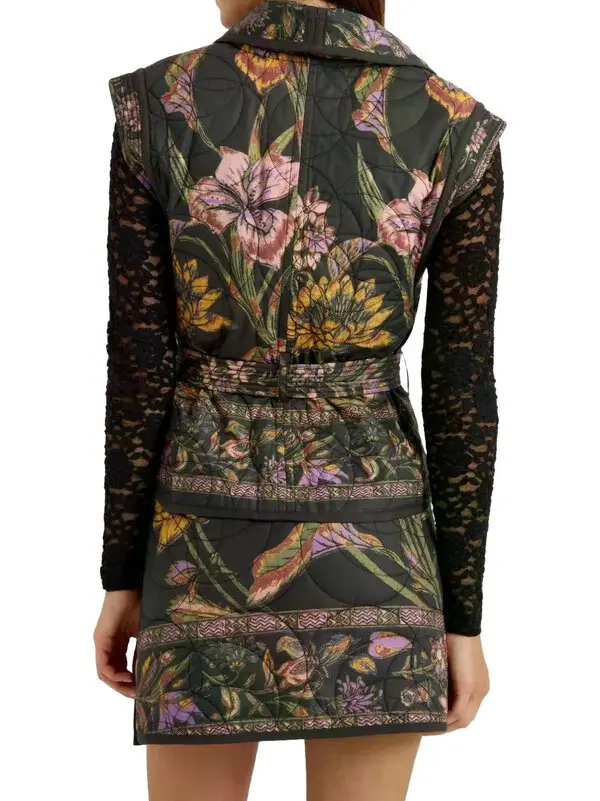 MARIE OLIVER Bowie Floral-print Quilted Vest - Black