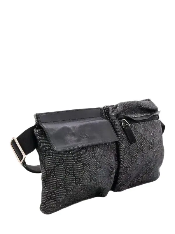 Gucci Vintage Double Gg Denim Belt Bag - Black