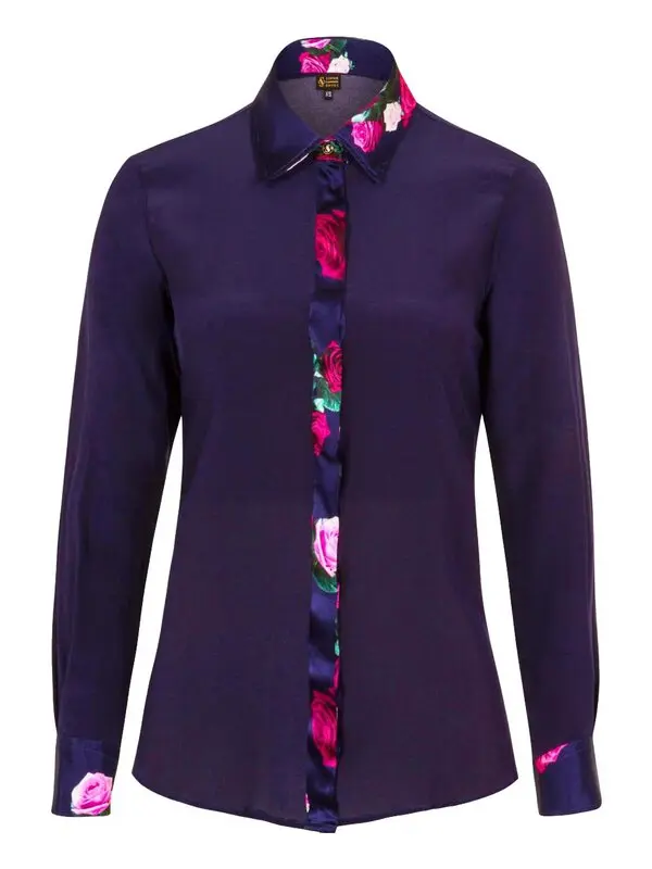 SOPHIE CAMERON DAVIES Midnight Rose Silk Shirt - Blue