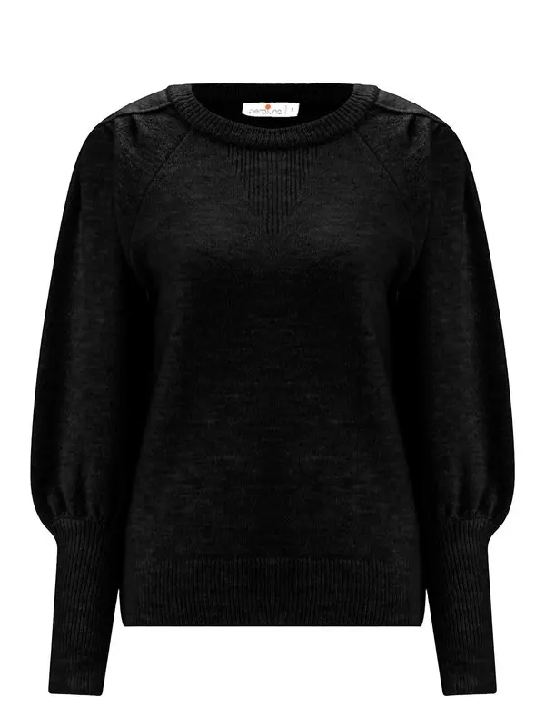 PERALUNA Rakel Shirred Shoulder And Sleeve Pullover - Black
