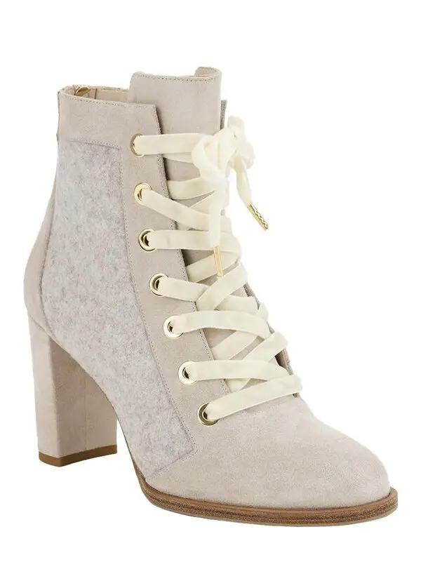 MOON D'ELLE Cangiante Ankle Boots In Blizzard Granulosa - White/silver