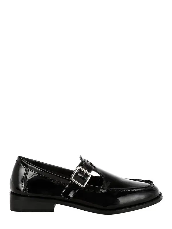 RAG & CO Swenson Patent Pleather Mary Jane Loafers - Black