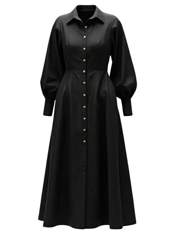 IZABELA MANDOIU Taffeta Dress With Voluminous Sleeves - Black