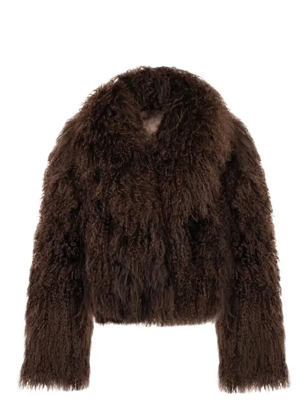 NOMI FAME Shearling Chocolate Coat - Brown