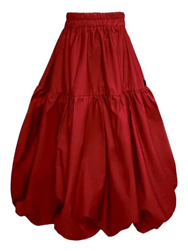 FROCK TALES Mylar Puffball Midi Skirt In Ruby - Red