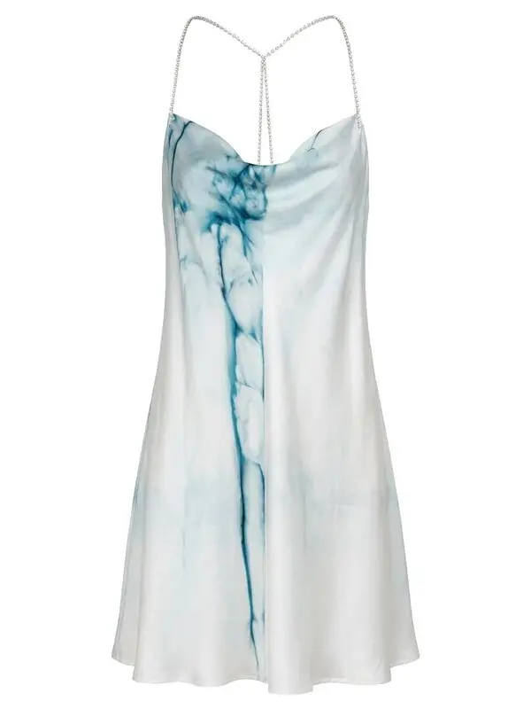 BY NOA RAWITZ The Naiad Slip Silk Cowl Mini Dress- Light Blue And White - Blue/white
