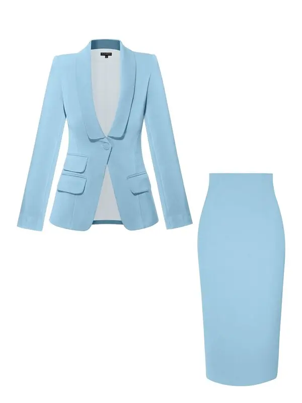 TIA DORRAINE Vision Tailored Blazer & Skirt Suit Light - Blue
