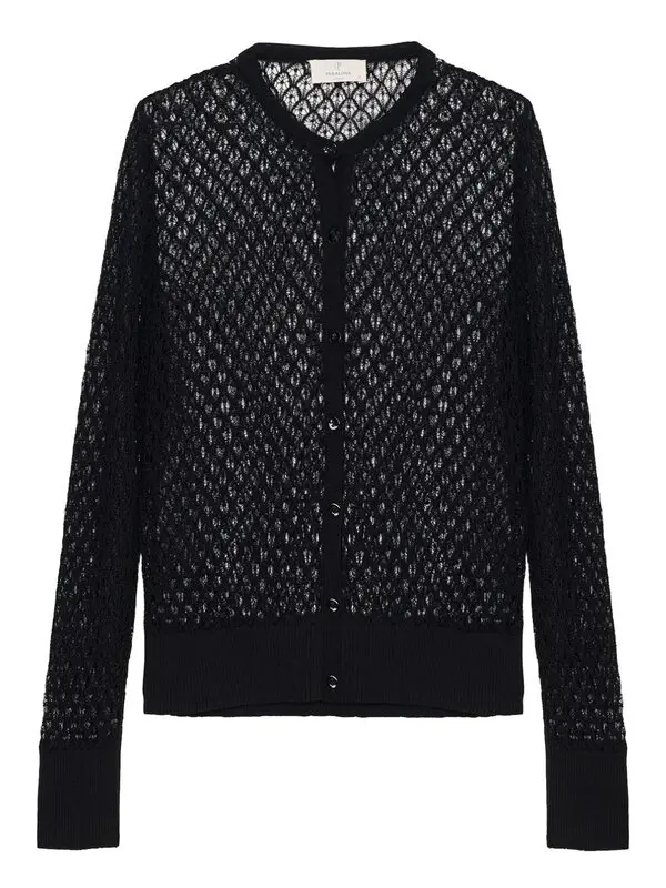 PERALUNA Addison Openwork Knit Cardigan - Black
