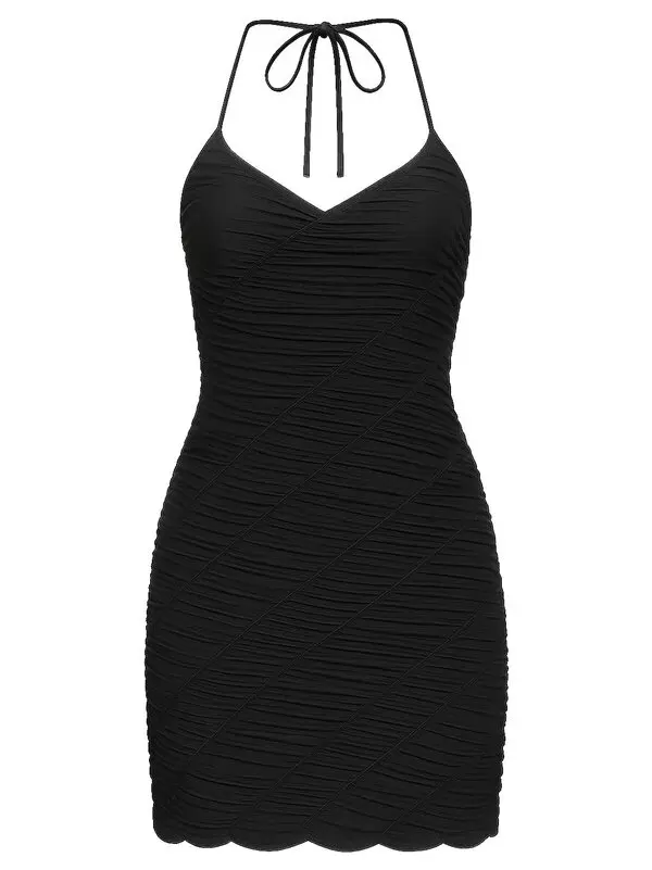 BY NOA RAWITZ Shirred Mesh Mini Dress - Black