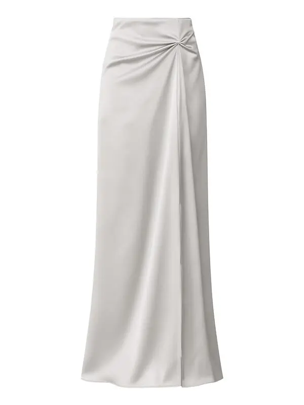 NAZLI CEREN Corinne Satin Skirt In Lining - Silver