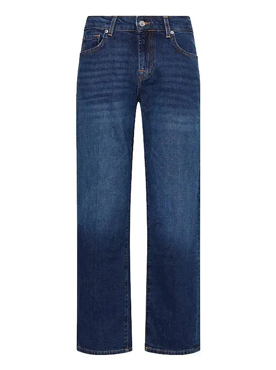 7 For All Mankind Calie Straight Ankle Cotton Denim Jeans - Deepflow
