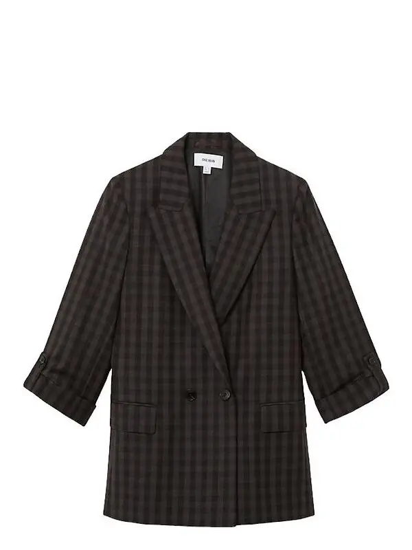 REISS Nolah Checked Wool Blazer - Grape Check