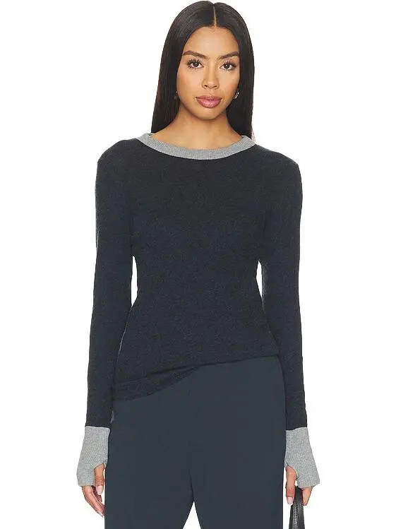 Enza Costa Cashmere Jersey Contrast Easy Cuffed Crew - Multi