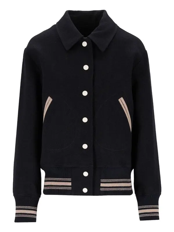 GOLDEN GOOSE Ria Slim Fit Virgin Wool Bomber - Blue