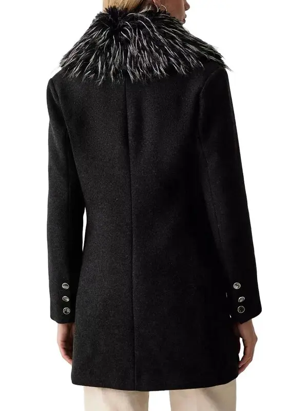 FRACOMINA Faux-fur Collar Double-breasted Coat - Grey