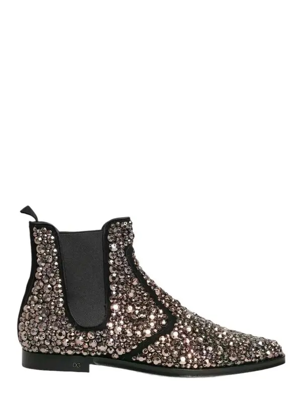 Dolce & Gabbana Crystal-embellished Chelsea Ankle Boots - Silver