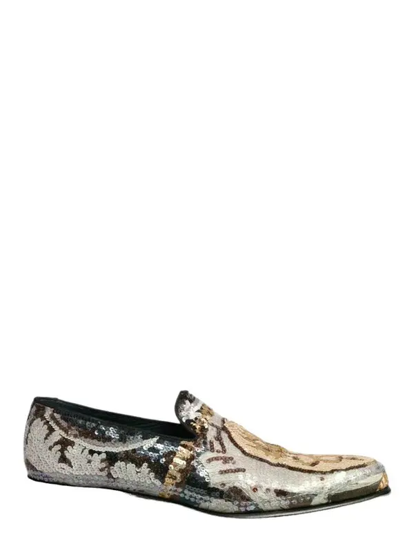 Dolce & Gabbana Sequin-embroidered Loafers - Silver