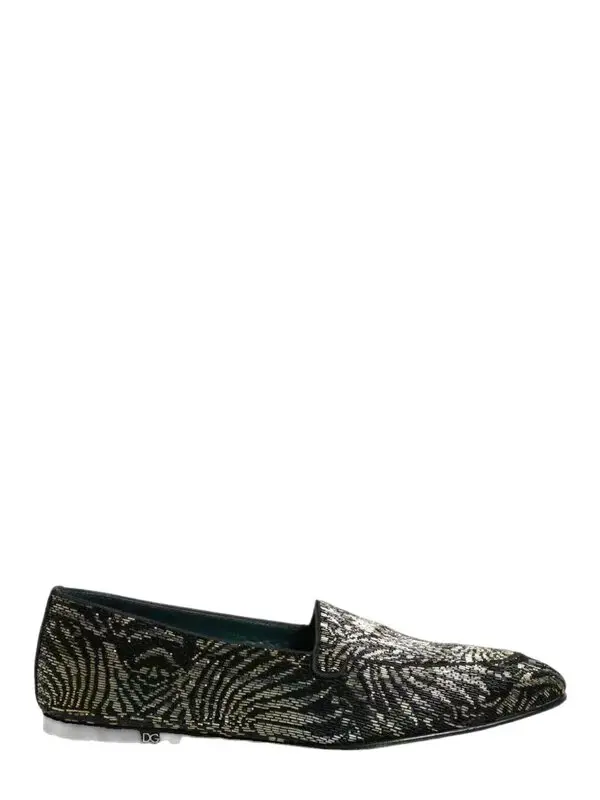 Dolce & Gabbana Silver-embellished Loafers - Black