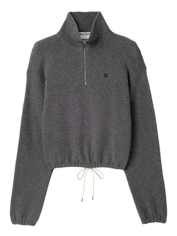 Miu Miu Wool-cashmere Quarter-zip Sweater - Grey